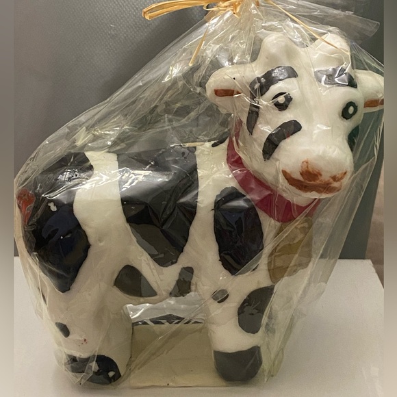 Accents | Vintage Cow Wax Wick Candle Farm Animal Decor Gold Cowbell ...